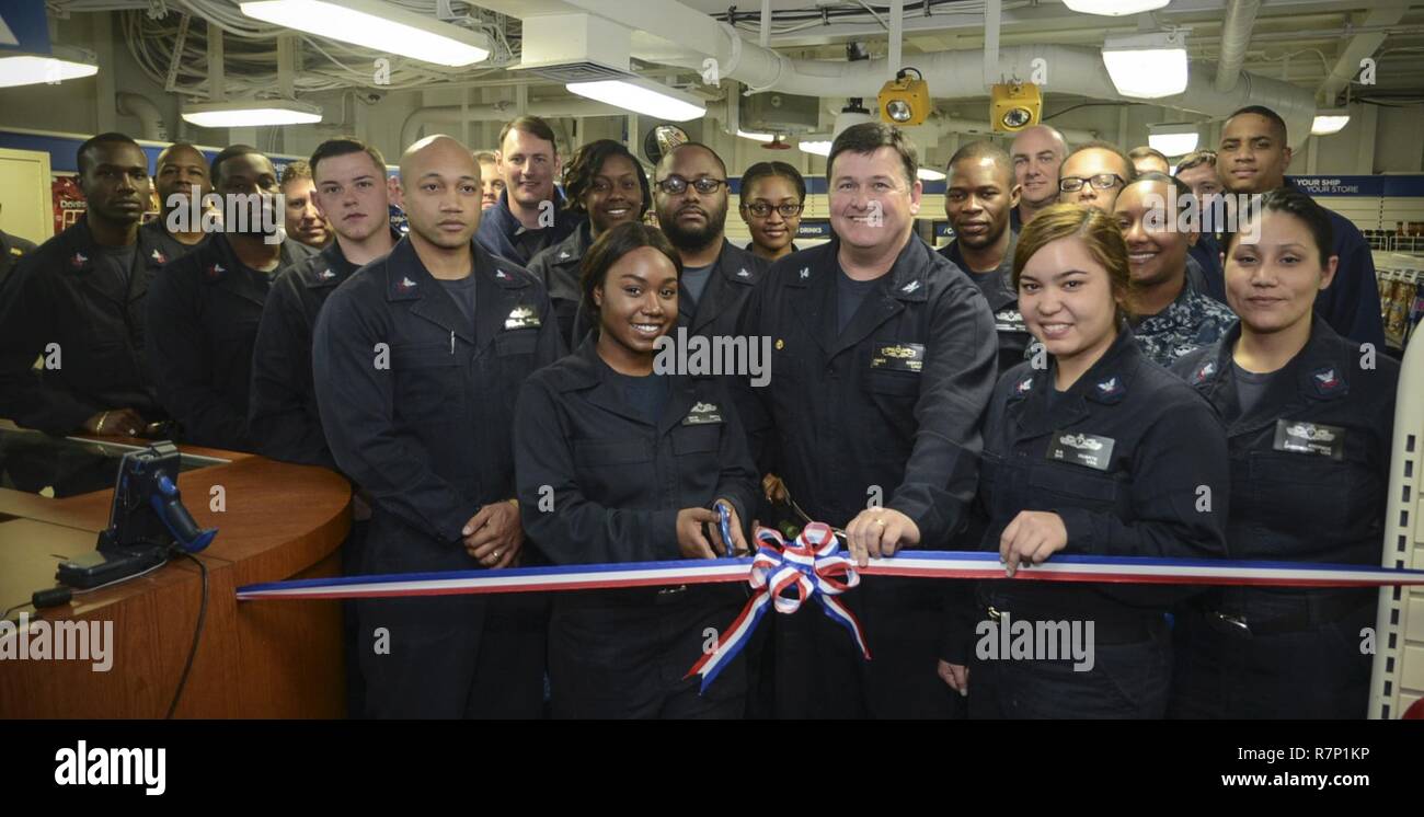ATLANTIC OCEAN (March 20, 2017) – Sailors pose for a photo with Capt ...