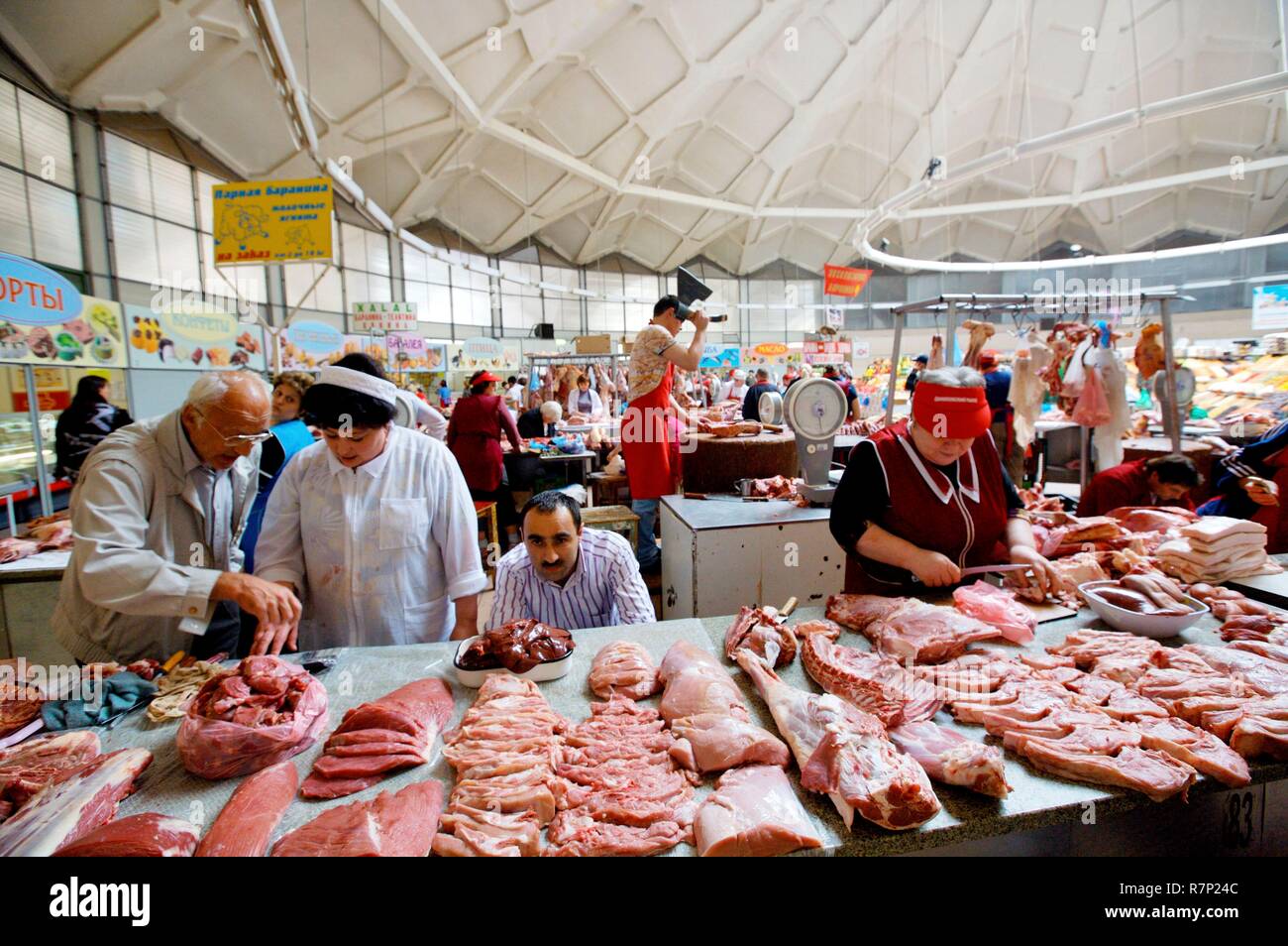 Russia, Moscow, meat seller Stock Photo - Alamy