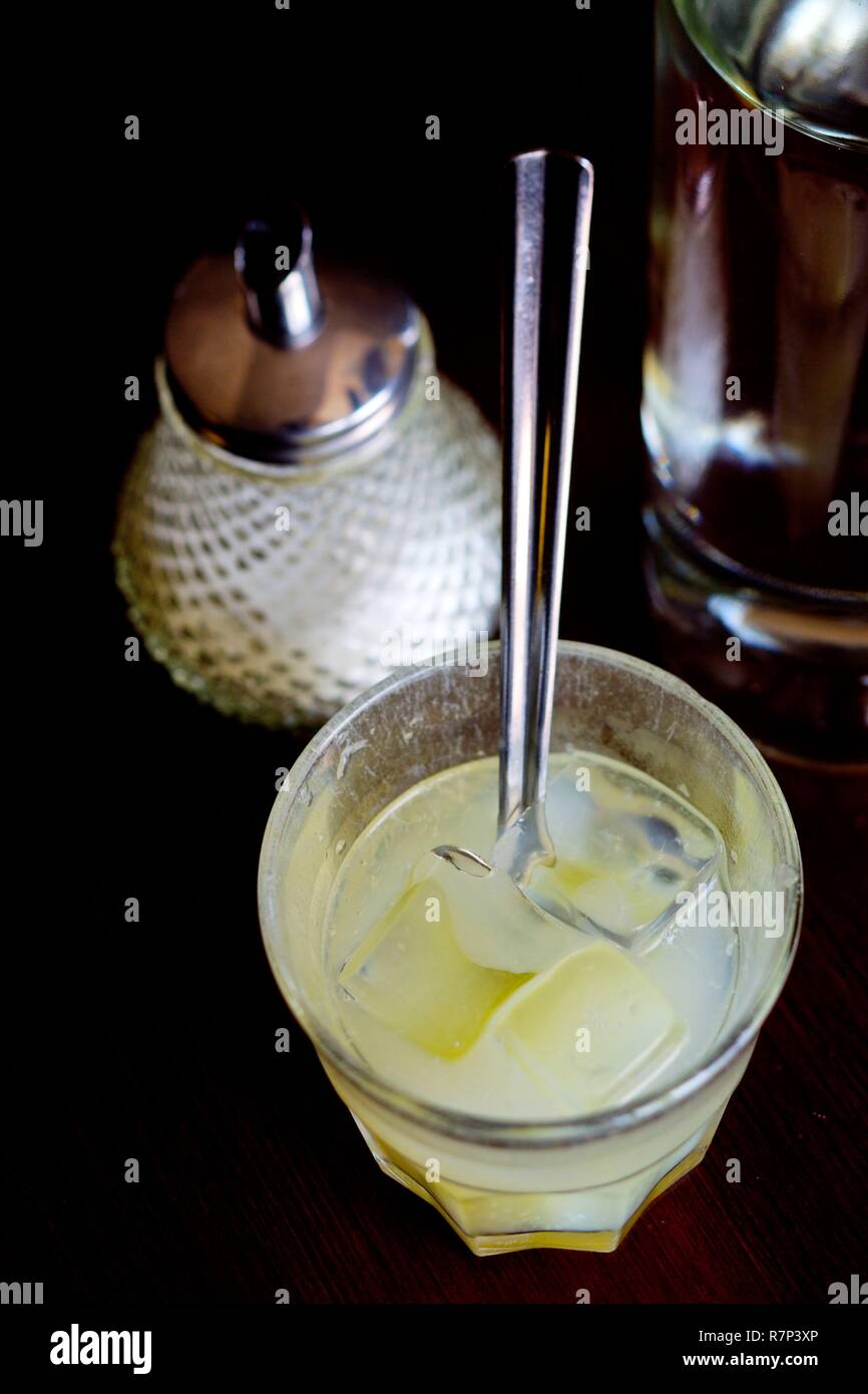 France, Haute Corse, Balagne, San Antonini, lemonade at the bar Stock ...