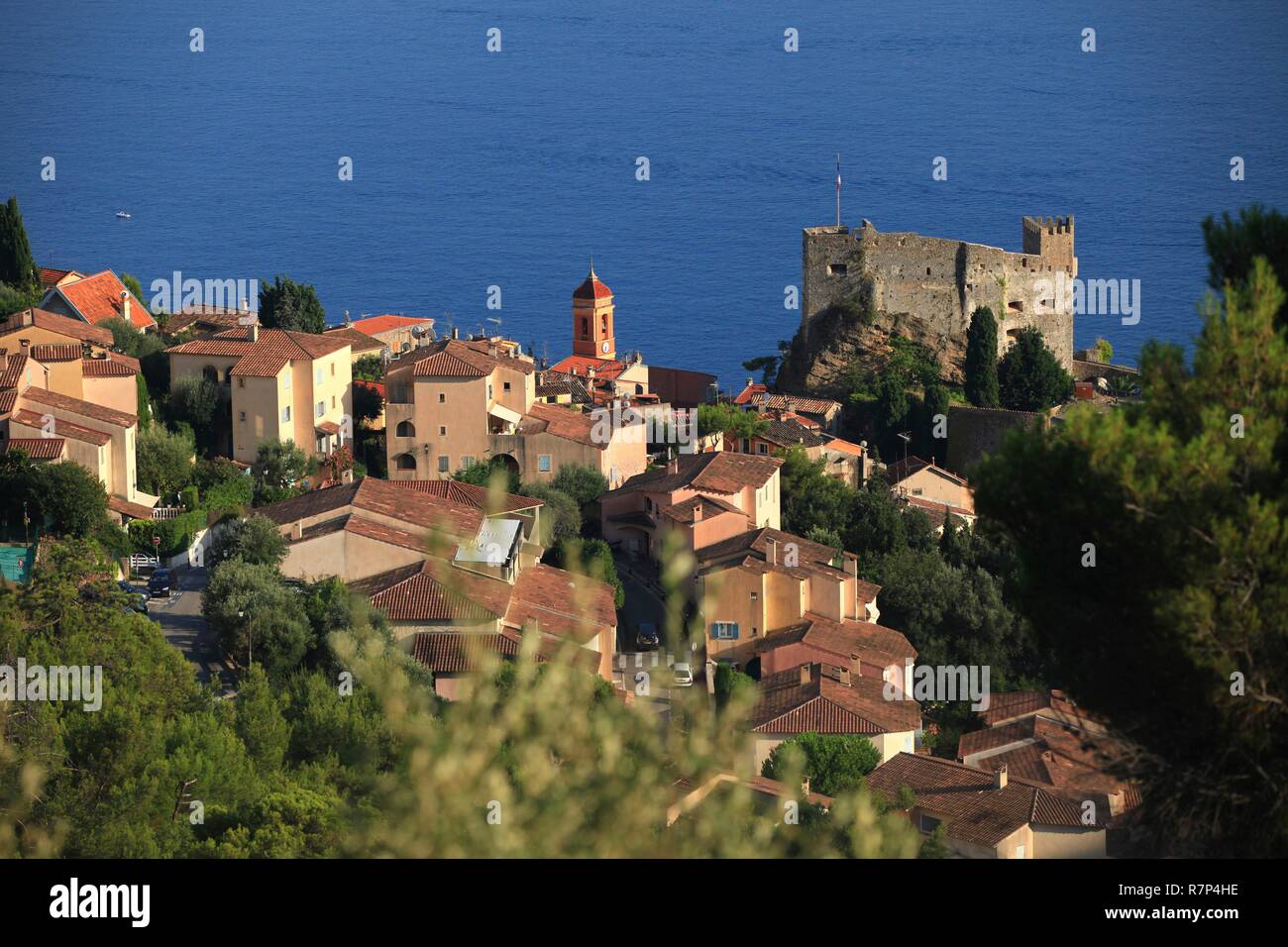 France, Alpes Maritimes, the hilltop village of Roquebrune Cap Martin ...