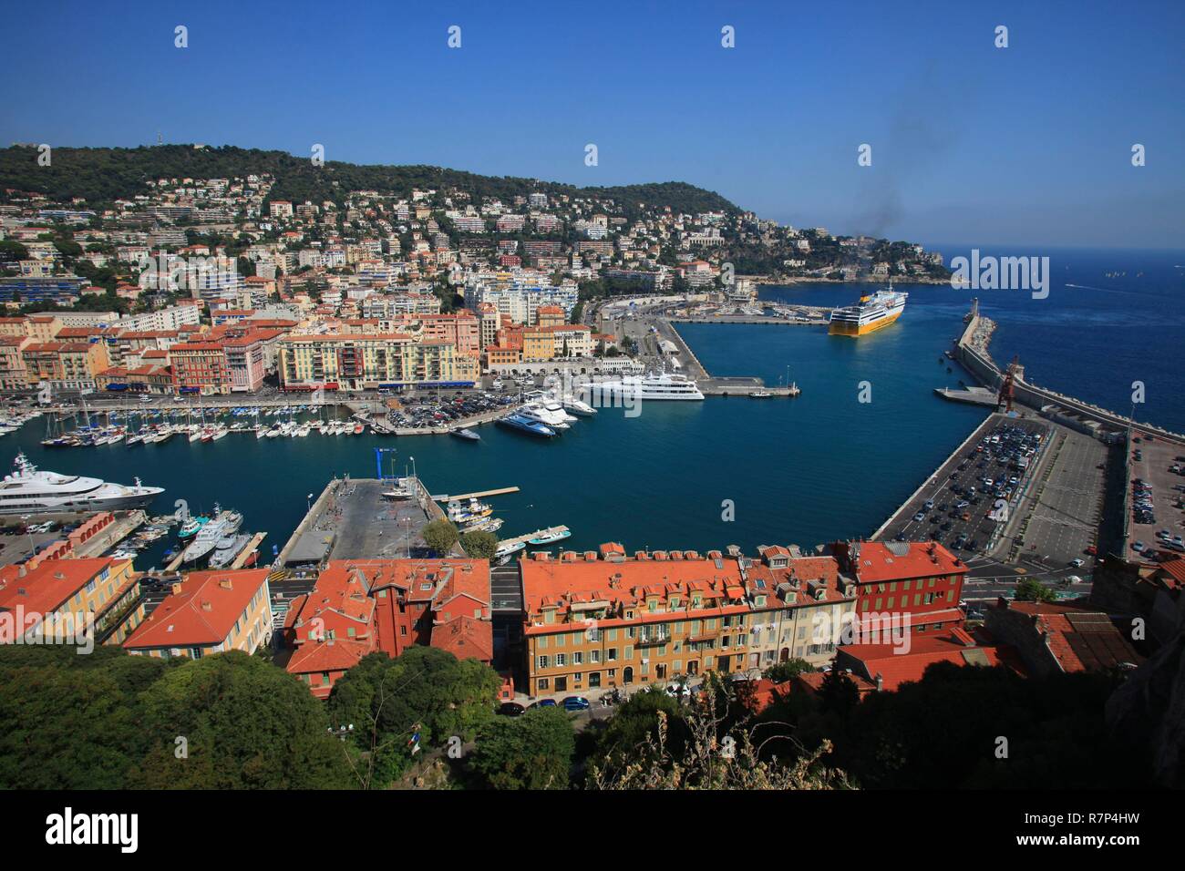 France, Alpes Maritimes, Nice, cruise ship in the port Lympia or old ...