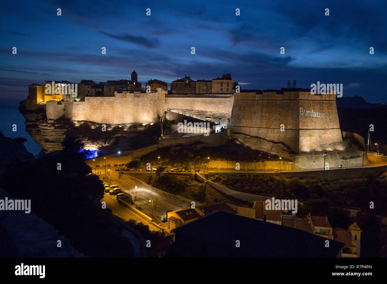 France, Corse du Sud, Bonifacio, the ramparts of the citadel ...