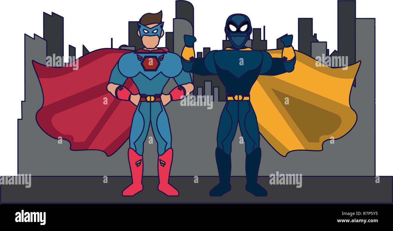 Superheros couple characters Stock Vector Image & Art - Alamy