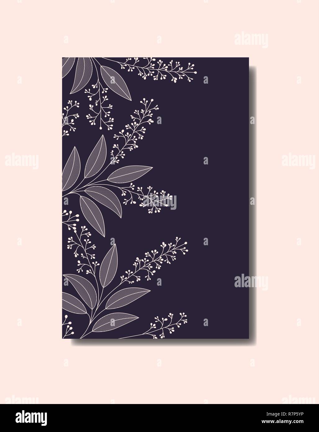 card with monochrome floral decoration Stock Vector Image & Art - Alamy