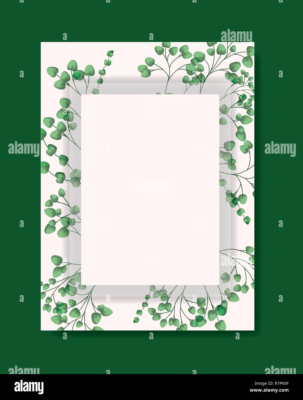 card with square frame and laurel leafs Stock Vector Image & Art - Alamy