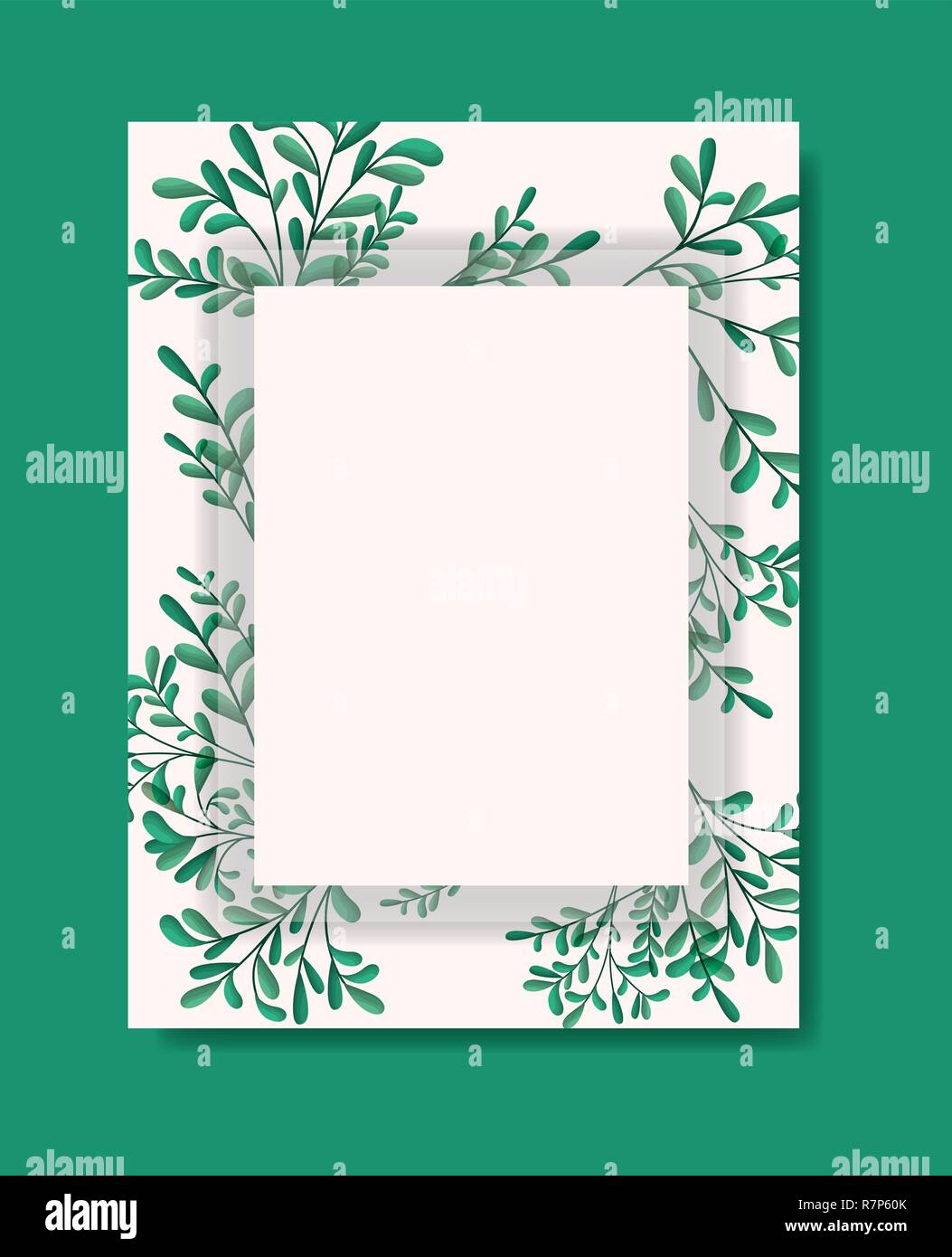 card with square frame and laurel leafs Stock Vector Image & Art - Alamy