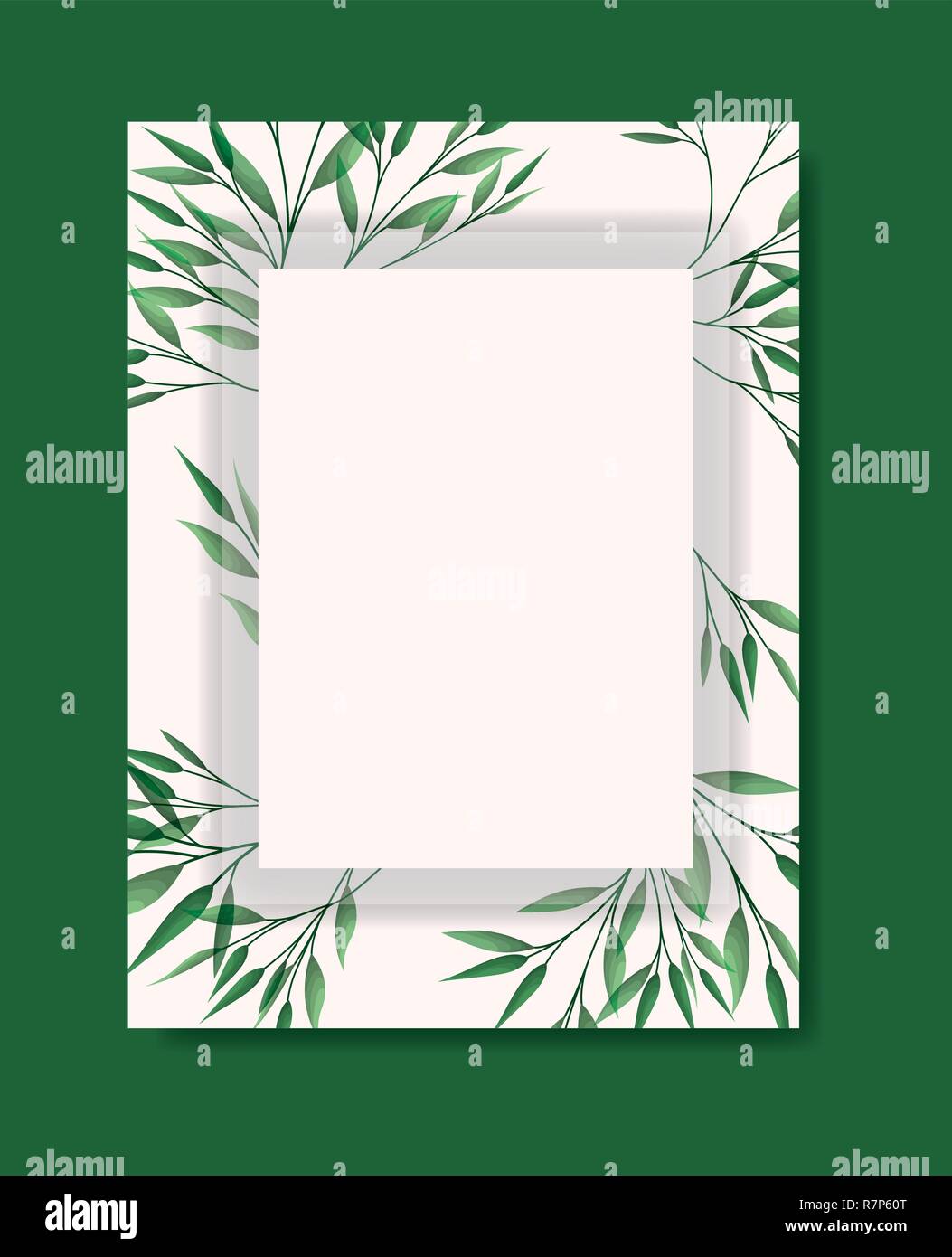 card with square frame and laurel leafs Stock Vector Image & Art - Alamy