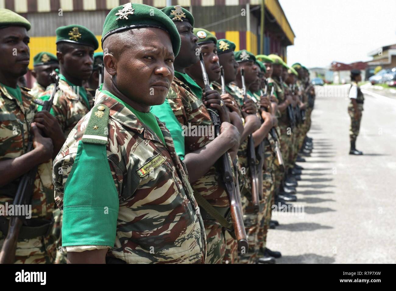 DOUALA, Cameroon (March 30, 2017) Cameroonian Soldiers stand in ranks ...