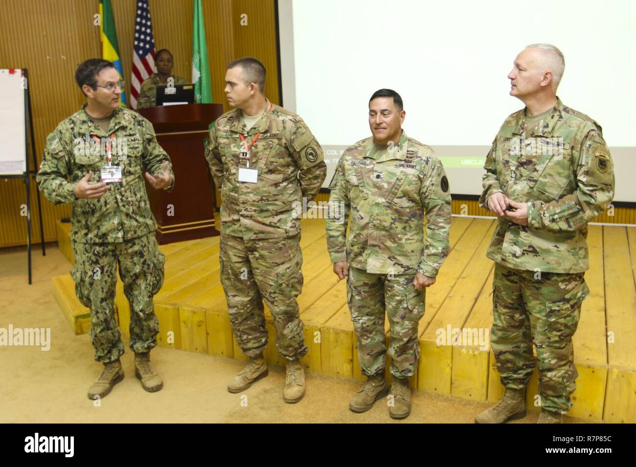 (From left) U.S. Navy Col. Randy Gallagher, plans and operations ...