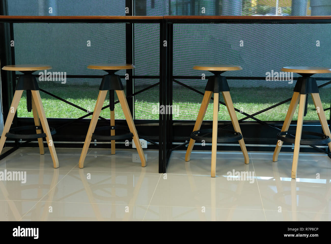 wood stool chair in cafe coffee shop cafeteria restaurant food center ...