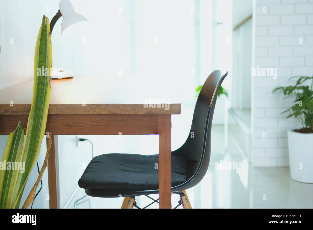 chair desk table at home office. co working space workplace workspace ...