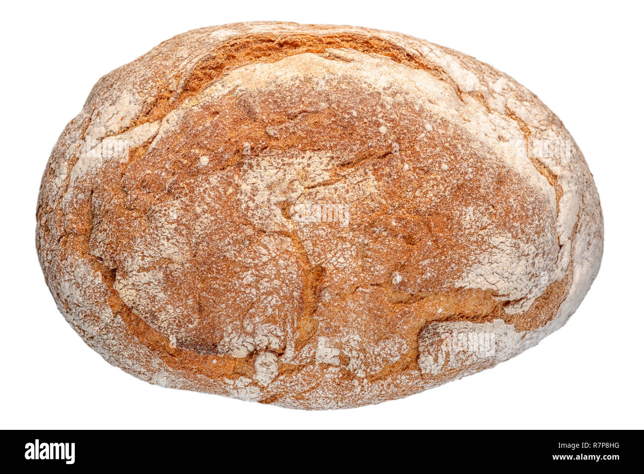 top view of whole Greek round bread isolated on white background Stock ...