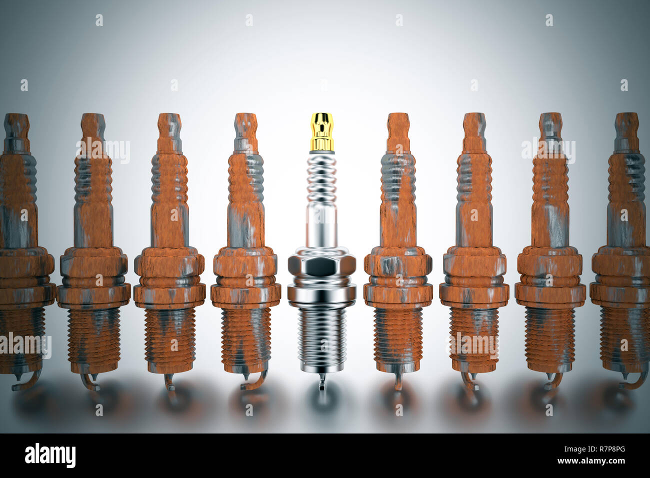 Spare parts spark plugs on white background for car and motorcycle ...