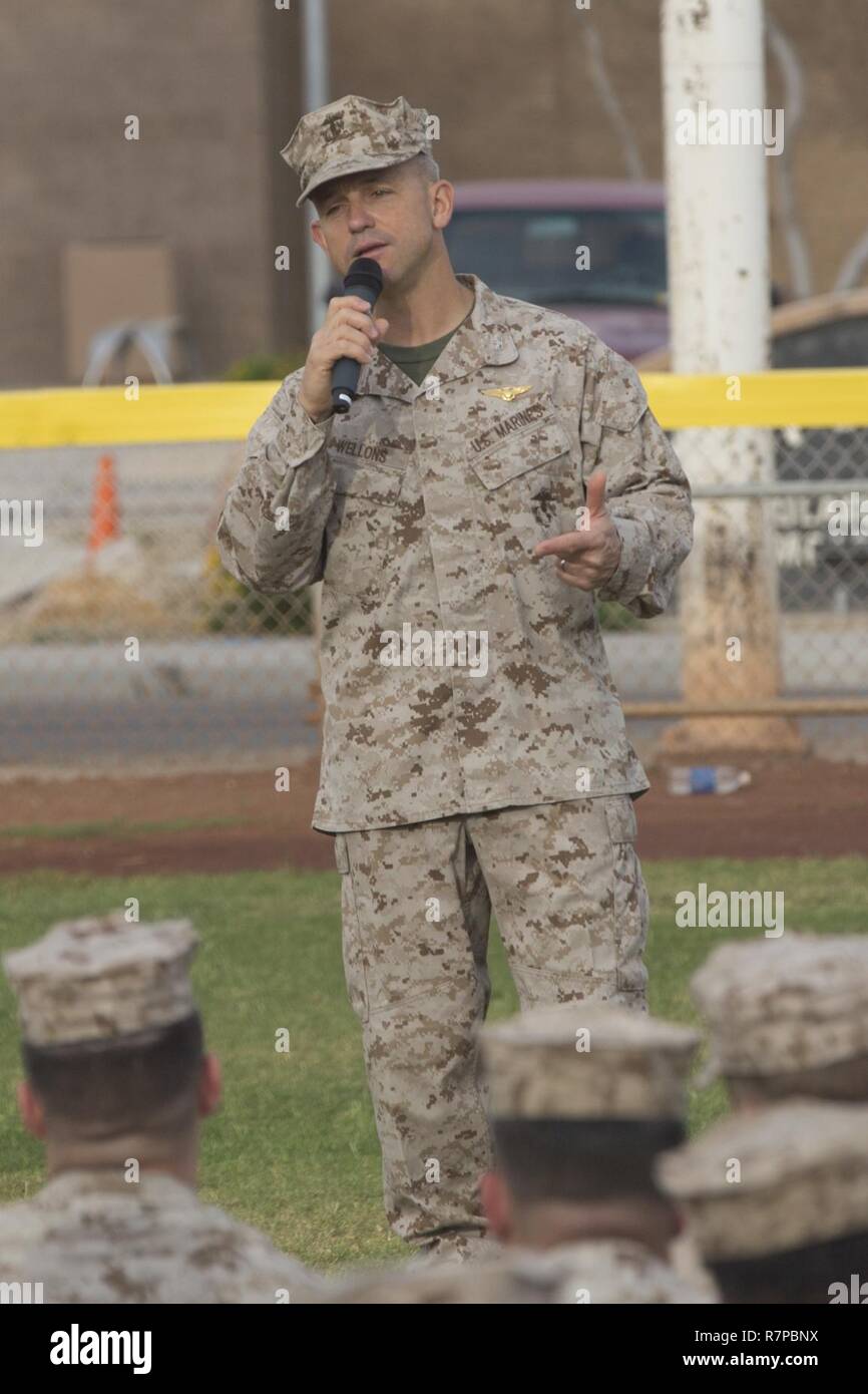 U.S. Marine Corps Col. James B. Wellons, commanding officer of Marine ...
