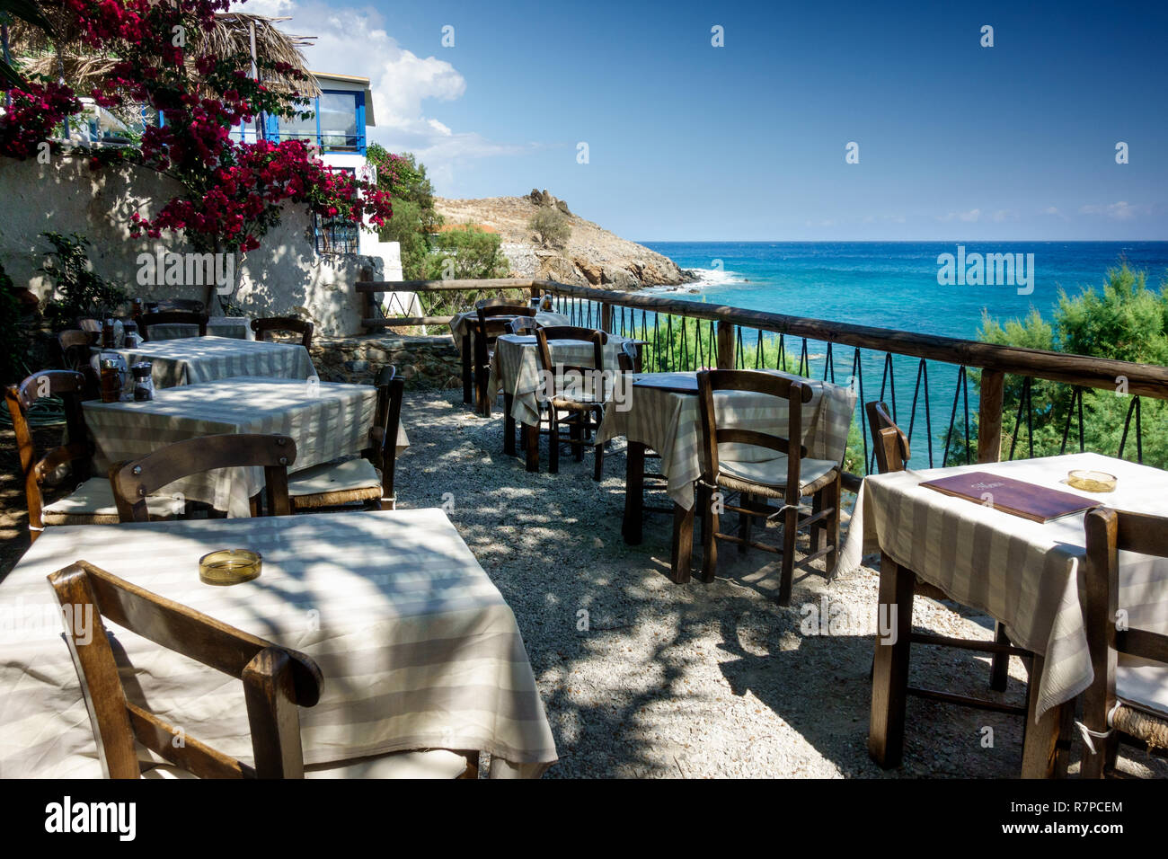 Outdoor cafe by sea Stock Photo - Alamy