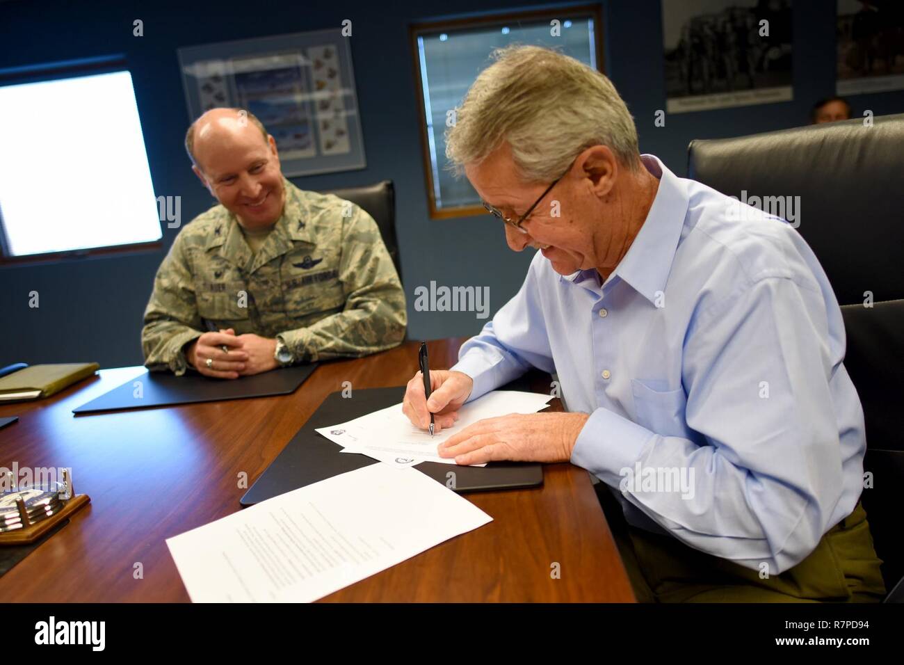 Michael Ebert, mayor of Canal Winchester, Ohio, signs a community ...