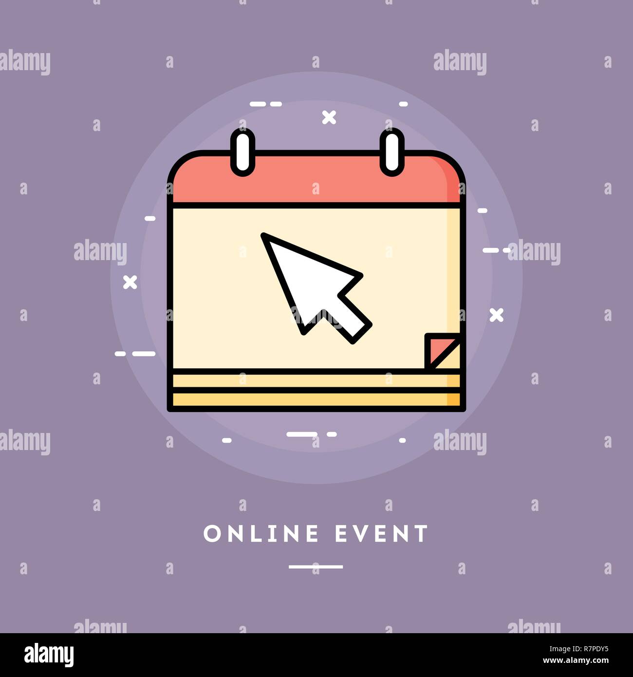 Online event, flat design thin line banner, usage for e-mail ...