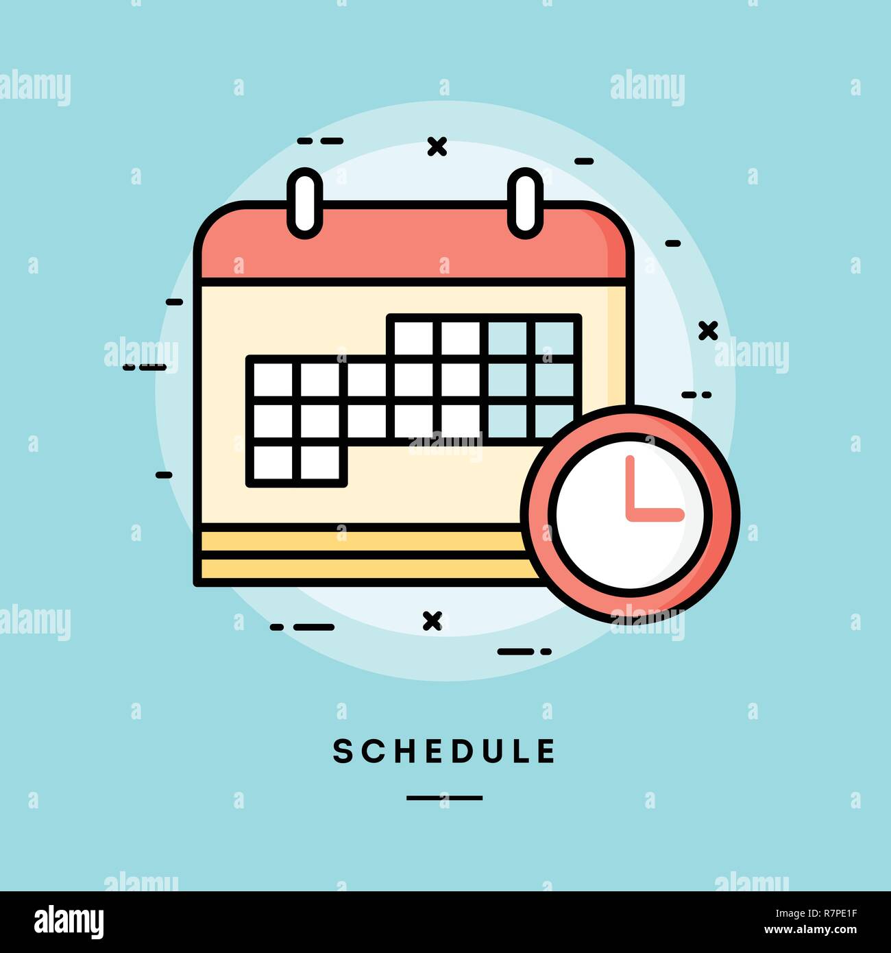 Schedule, flat design thin line banner, usage for e-mail newsletters ...