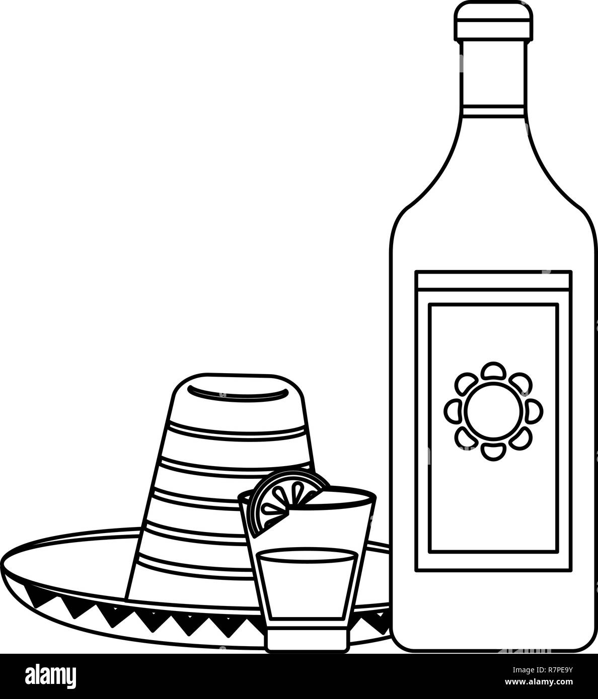 Tequila bottle hat Black and White Stock Photos & Images - Alamy