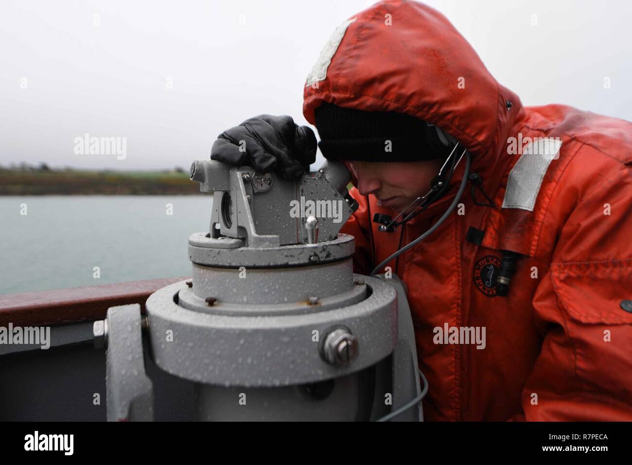 COBH, Ireland (March 21, 2017) - Quartermaster Seaman Brett Yohn takes ...
