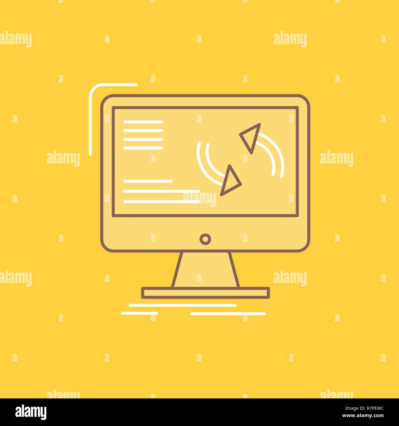 synchronization, sync, information, data, computer Flat Line Filled Icon. Beautiful Logo button ...