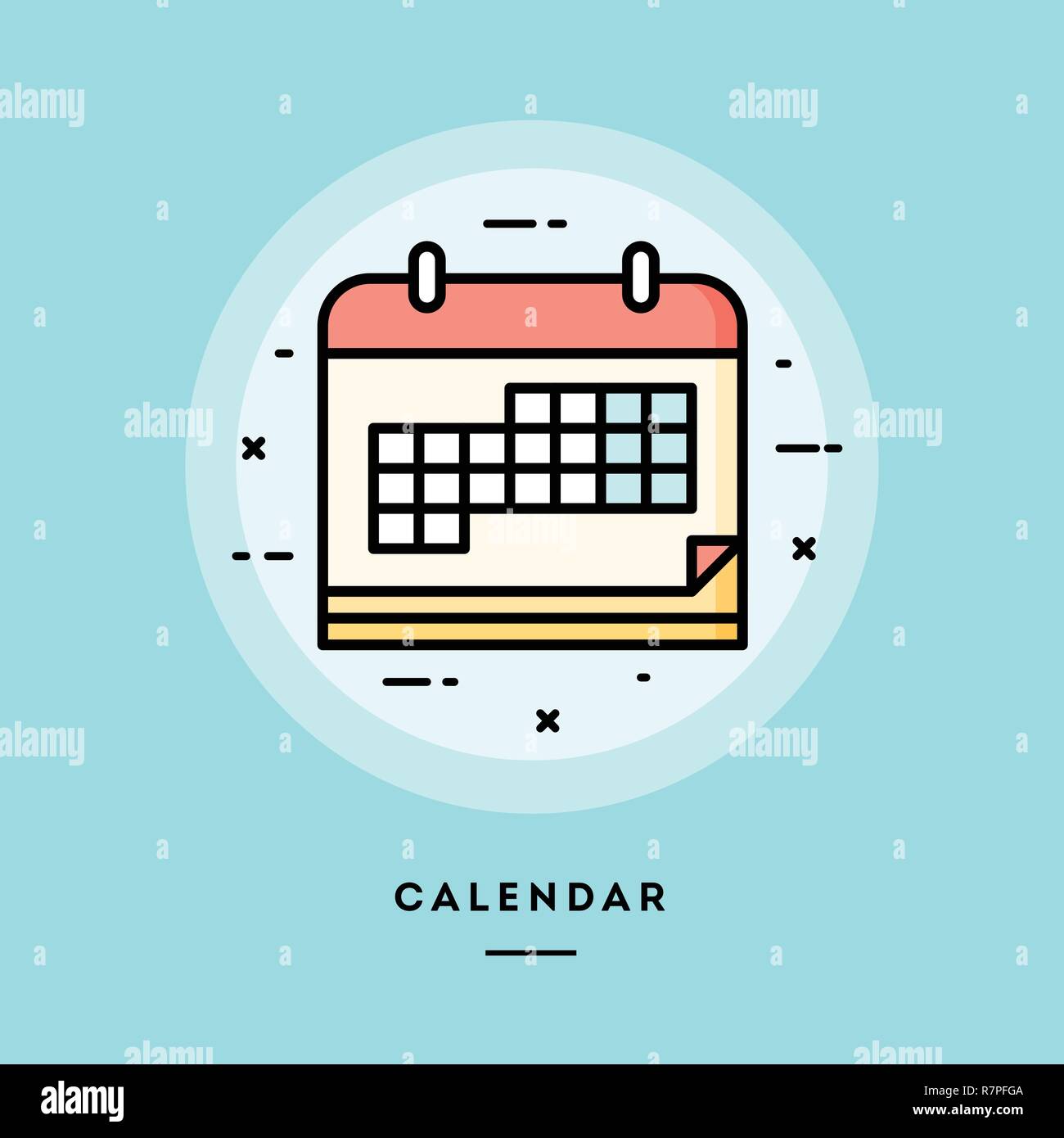 Calendar, flat design thin line banner Stock Vector Image & Art - Alamy