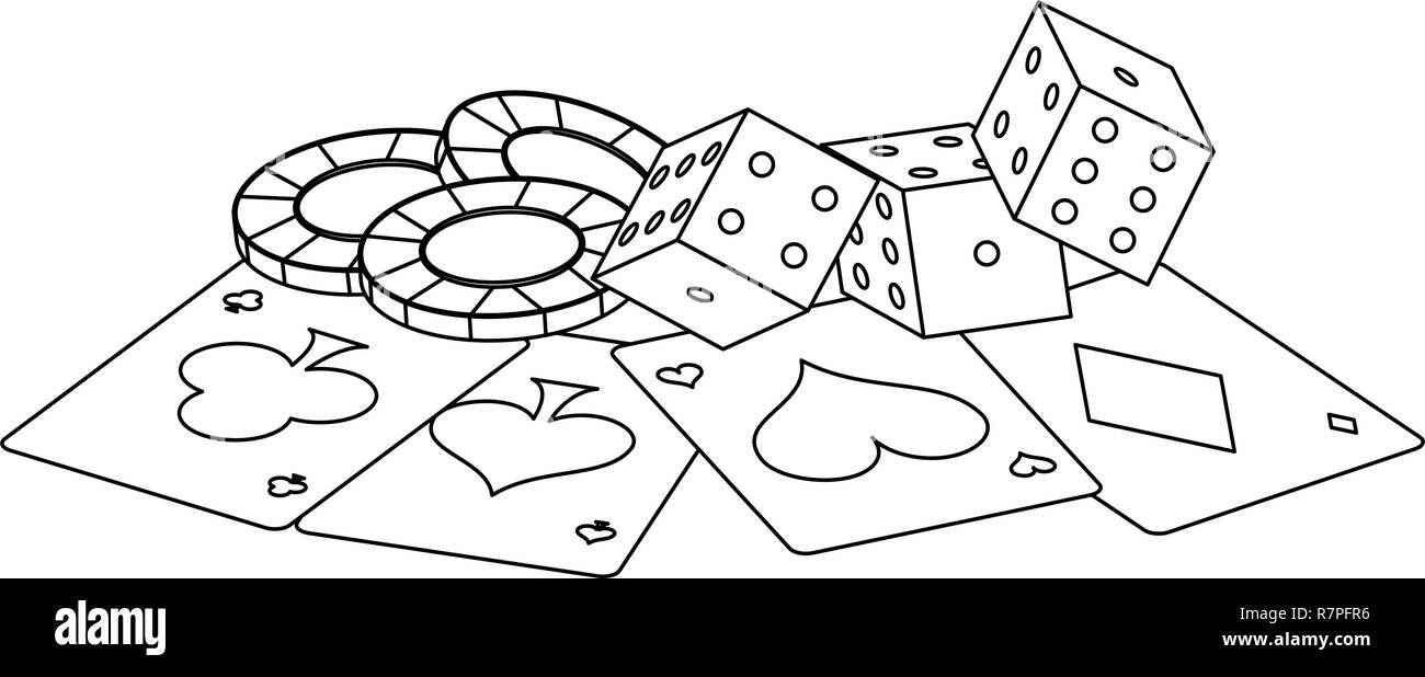 Poker games and elements in black and white Stock Vector Image & Art ...