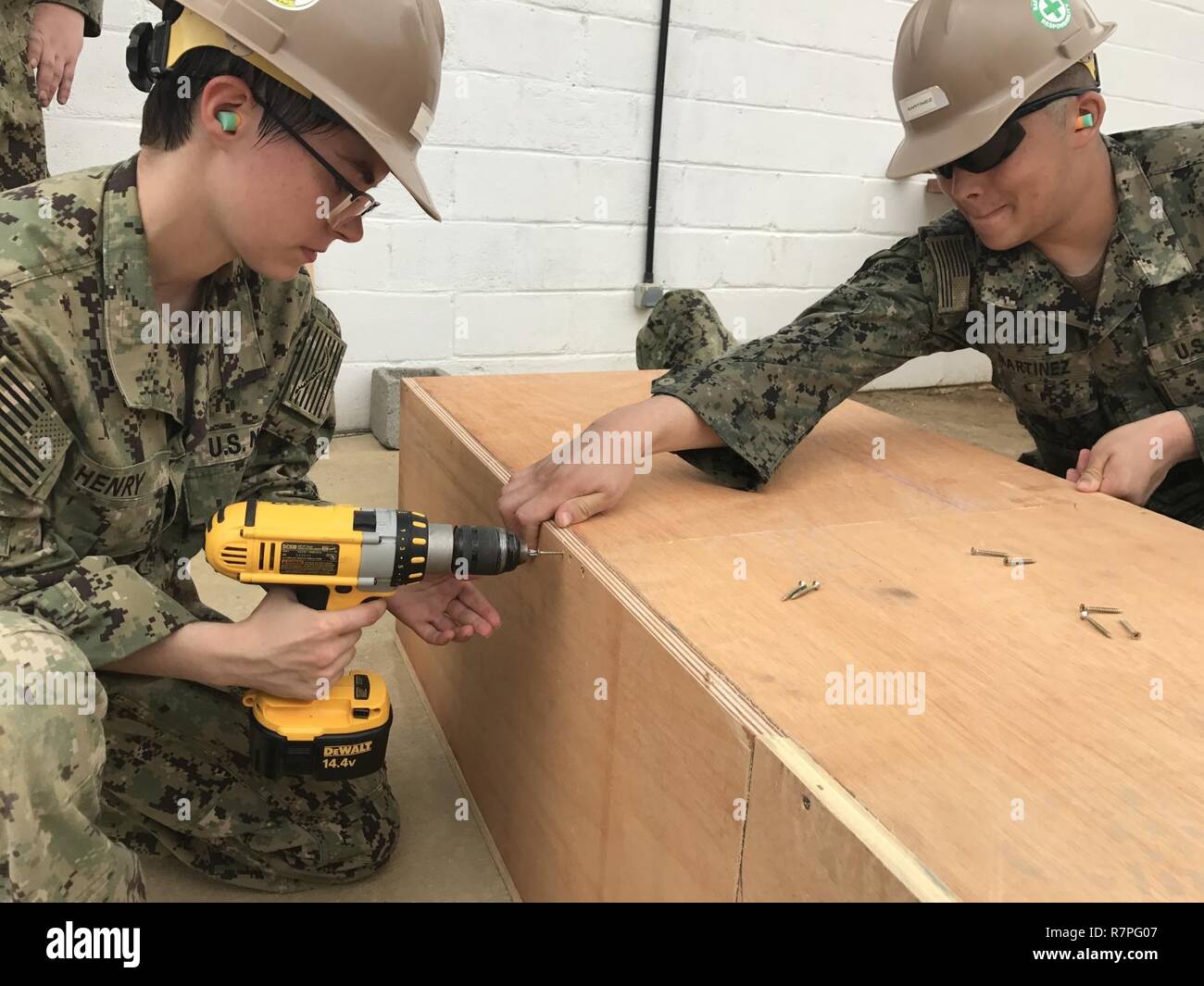 DOUALA, Cameroon (March 20, 2017) Constructionman Madeline Henry, left ...
