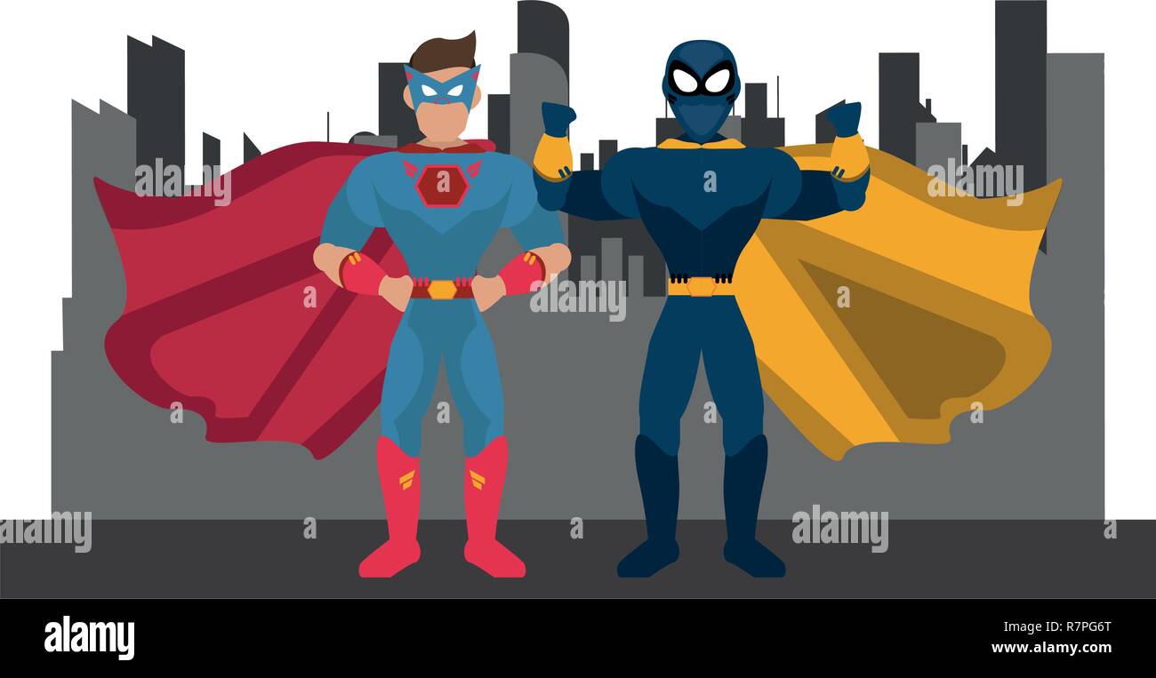 Superheros couple characters Stock Vector Image & Art - Alamy