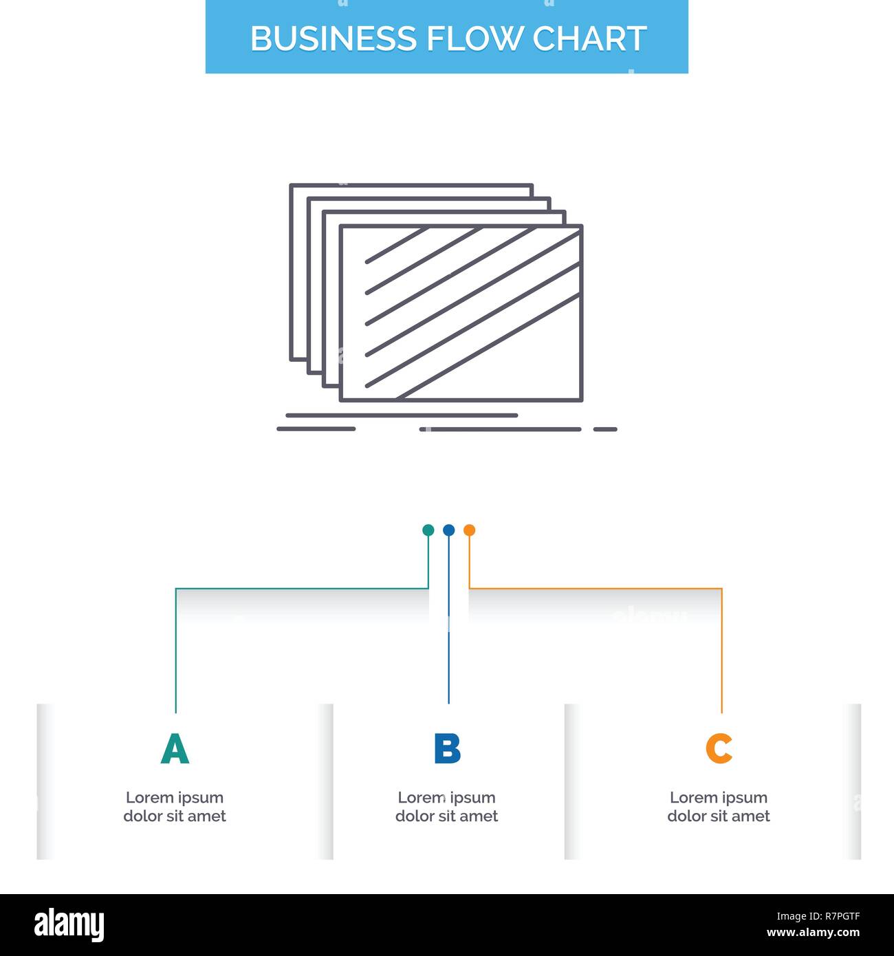 Design, layer, layout, texture, textures Business Flow Chart Design with 3 Steps. Line Icon For ...