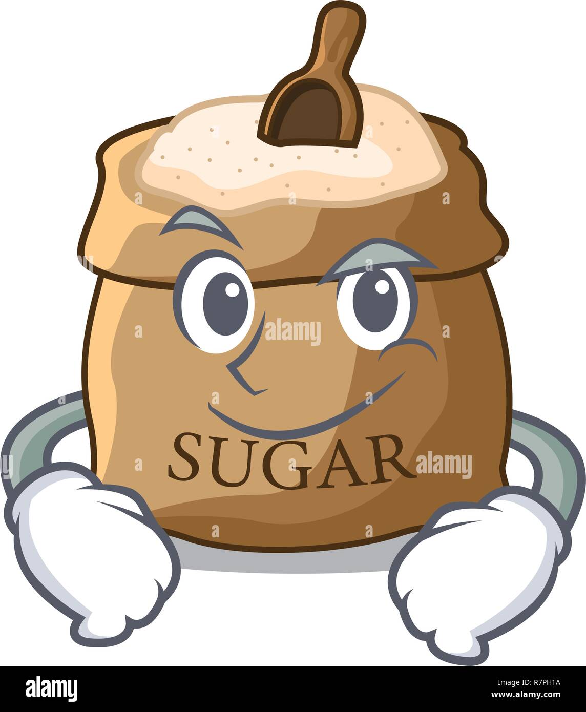 Smirking bowl and scoop sugar on character Stock Vector Image & Art - Alamy