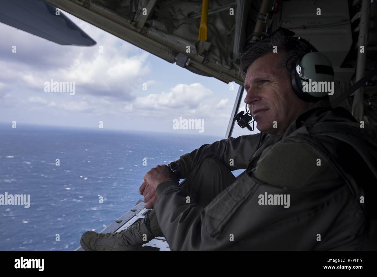 U.S. Air Force Brig. Gen. Barry Cornish, 18th Wing commander, observes ...