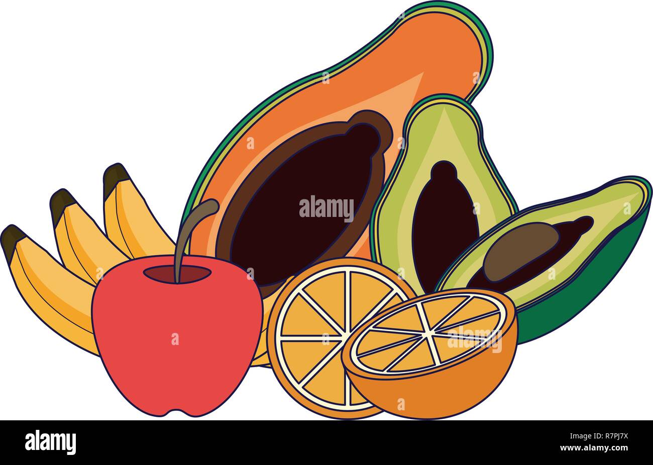 Avocados vegetables fruits Stock Vector Images - Alamy
