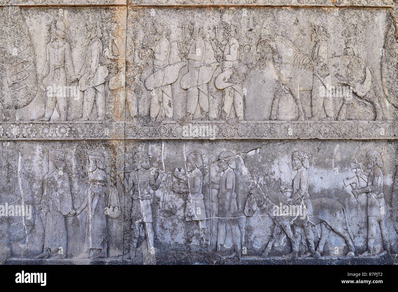 Iran, The beautiful reliefs in the ruins of Ancient Persepolis Complex ...