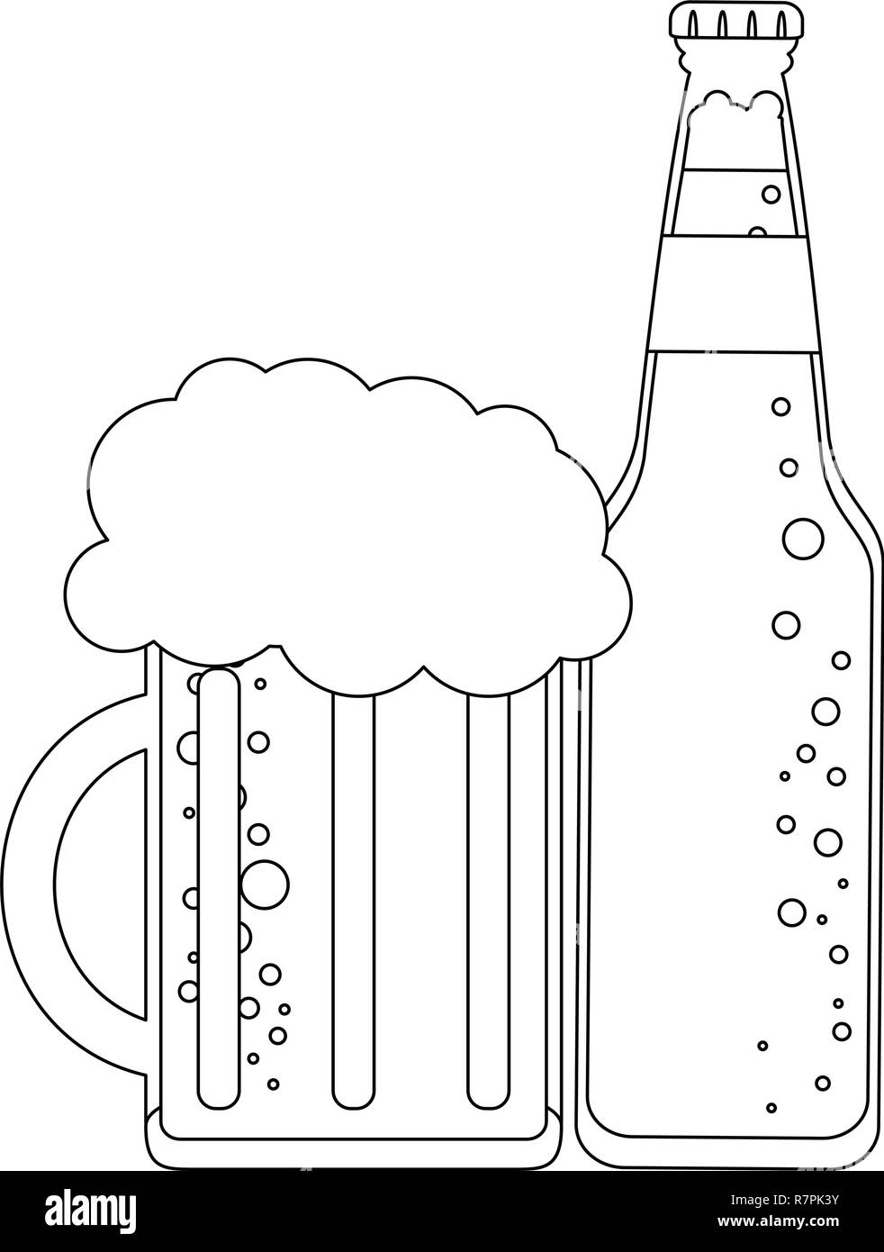 Beer bottle and cup in black and white Stock Vector Image & Art - Alamy