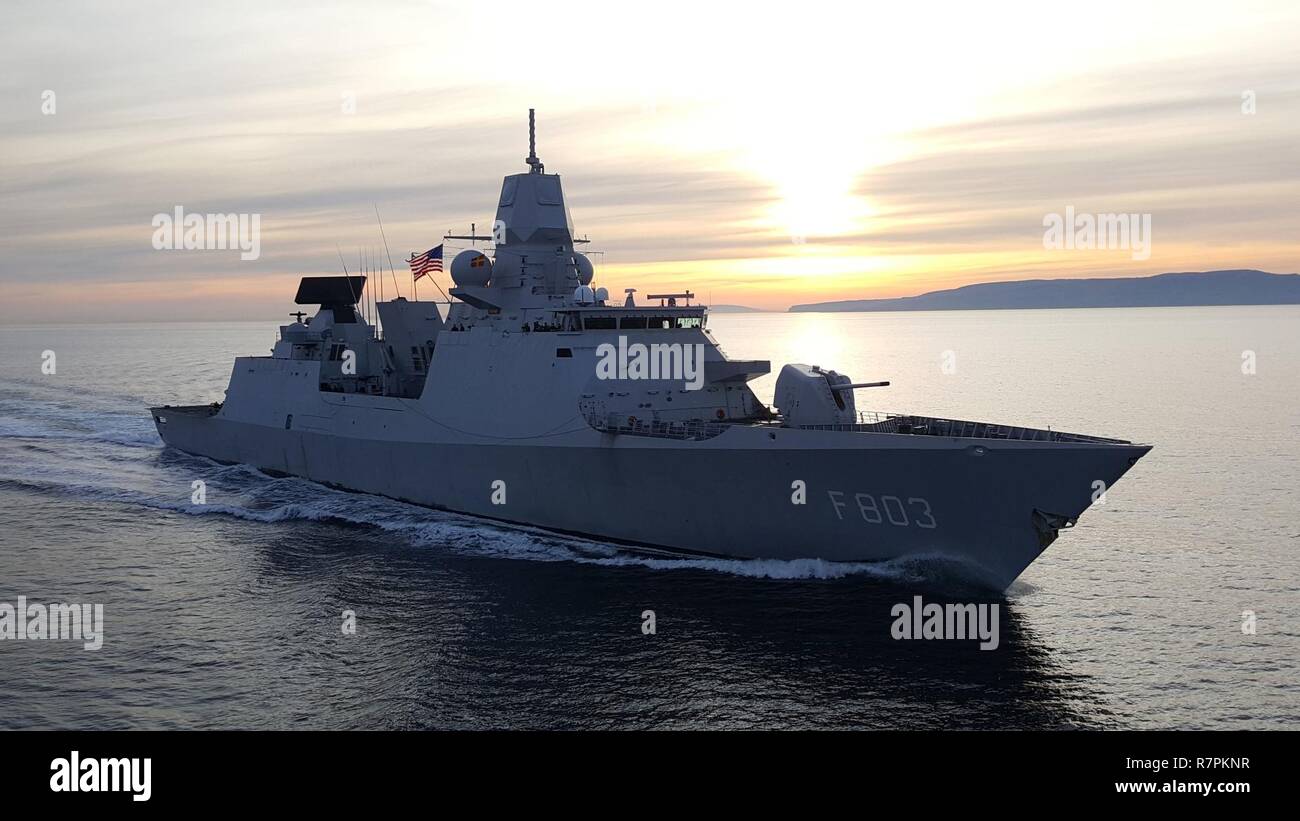 The Royal Netherlands Navy frigate HNLMS Tromp (F803) flies the ...