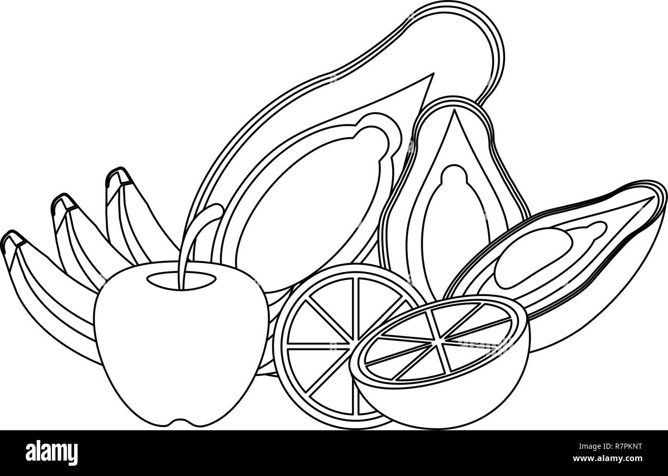 fruits and vegetables in black and white Stock Vector Image & Art - Alamy