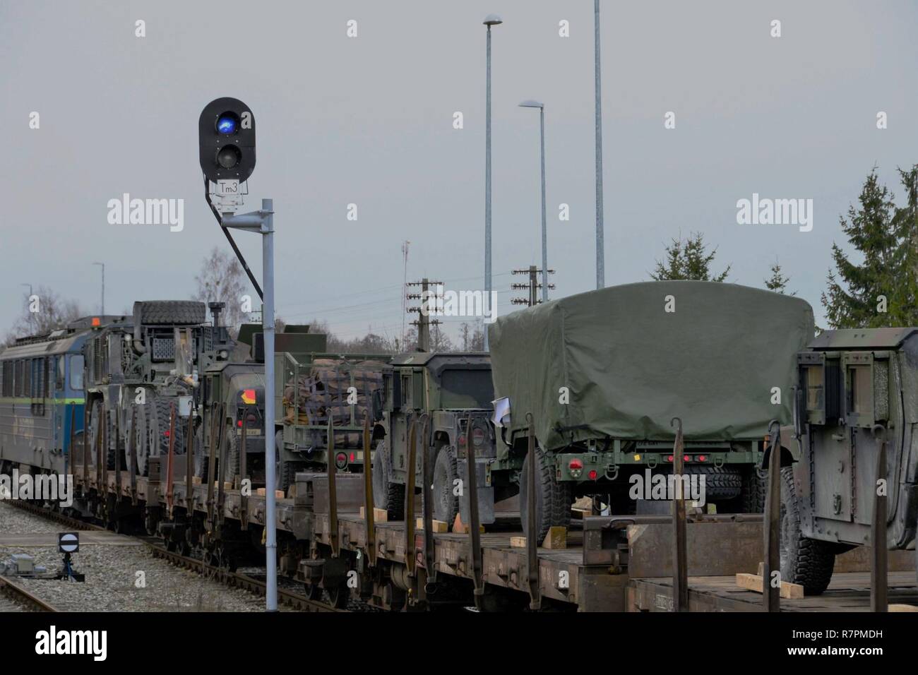 U.S. Army wheeled vehicles from the 2nd Stryker Cavalry Regiment ...