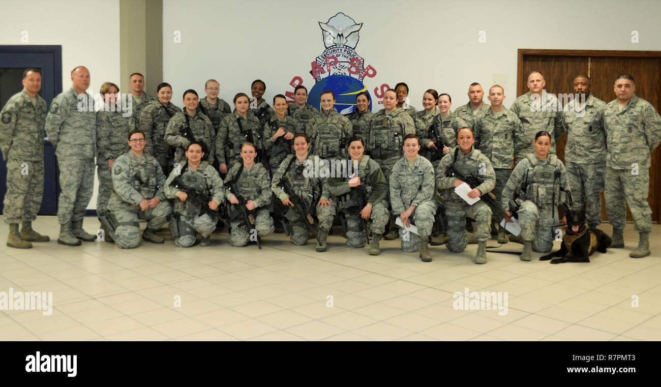 Members of an all-female Security Forces flight pose for a photo with ...