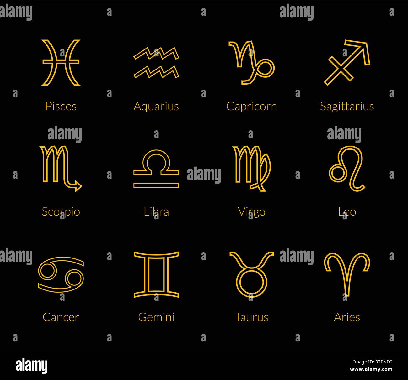 Golden astrology signs zodiac Stock Vector Images - Alamy