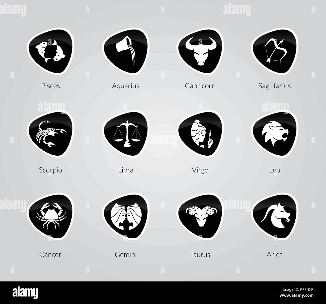 Golden zodiac signs icons hi-res stock photography and images - Alamy