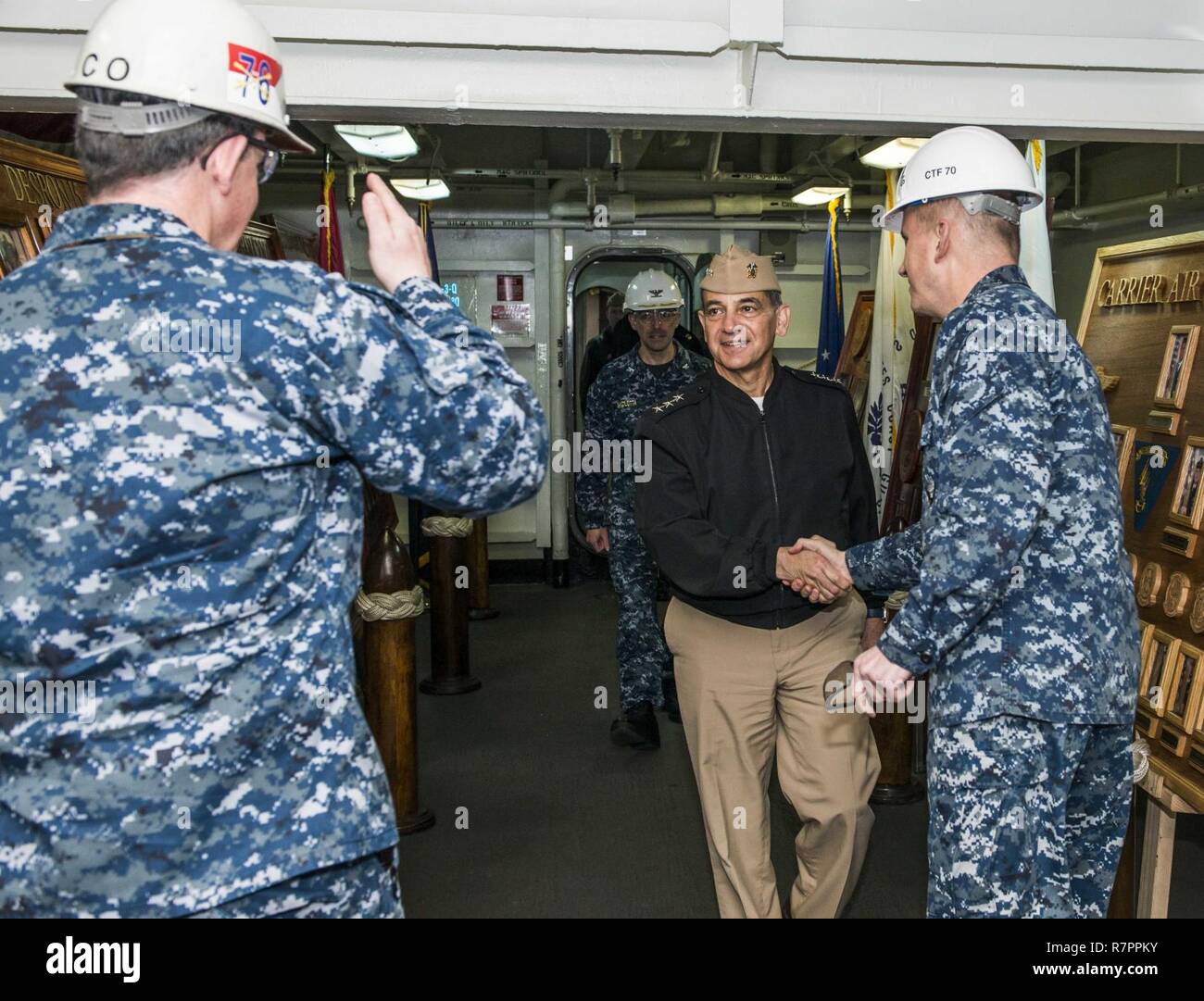 YOKOSUKA, Japan (March 23, 2017) Vice Adm. Herman A. Shelanski, center ...