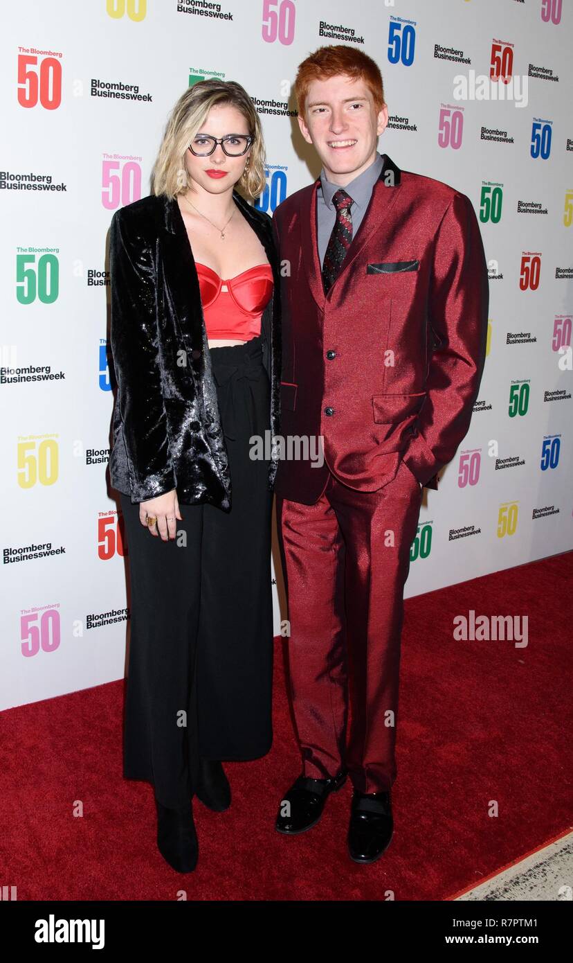 New York, NY, USA. 10th Dec, 2018. Delaney Tarr, Ryan Deitsch at arrivals for The Bloomberg 50 ...