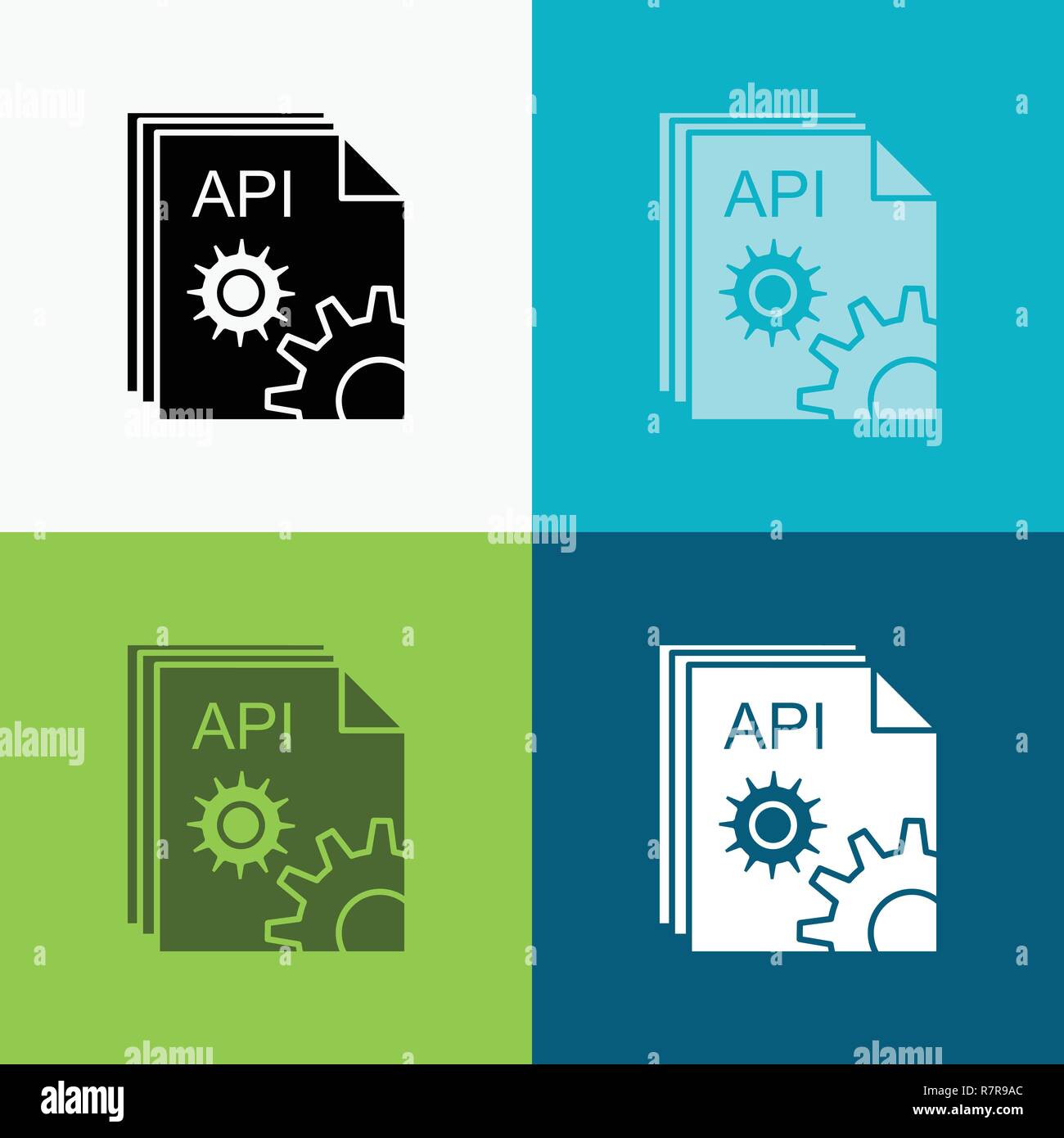 Api App Coding Developer Software Icon Over Various Background Glyph Style Design Designed
