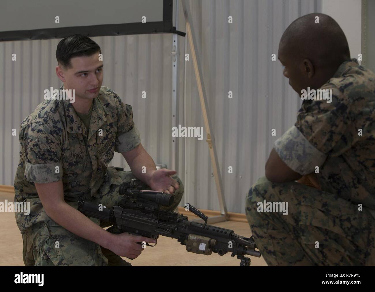 U.S. Marines with Black Sea Rotational Force 17.1 explain the proper ...