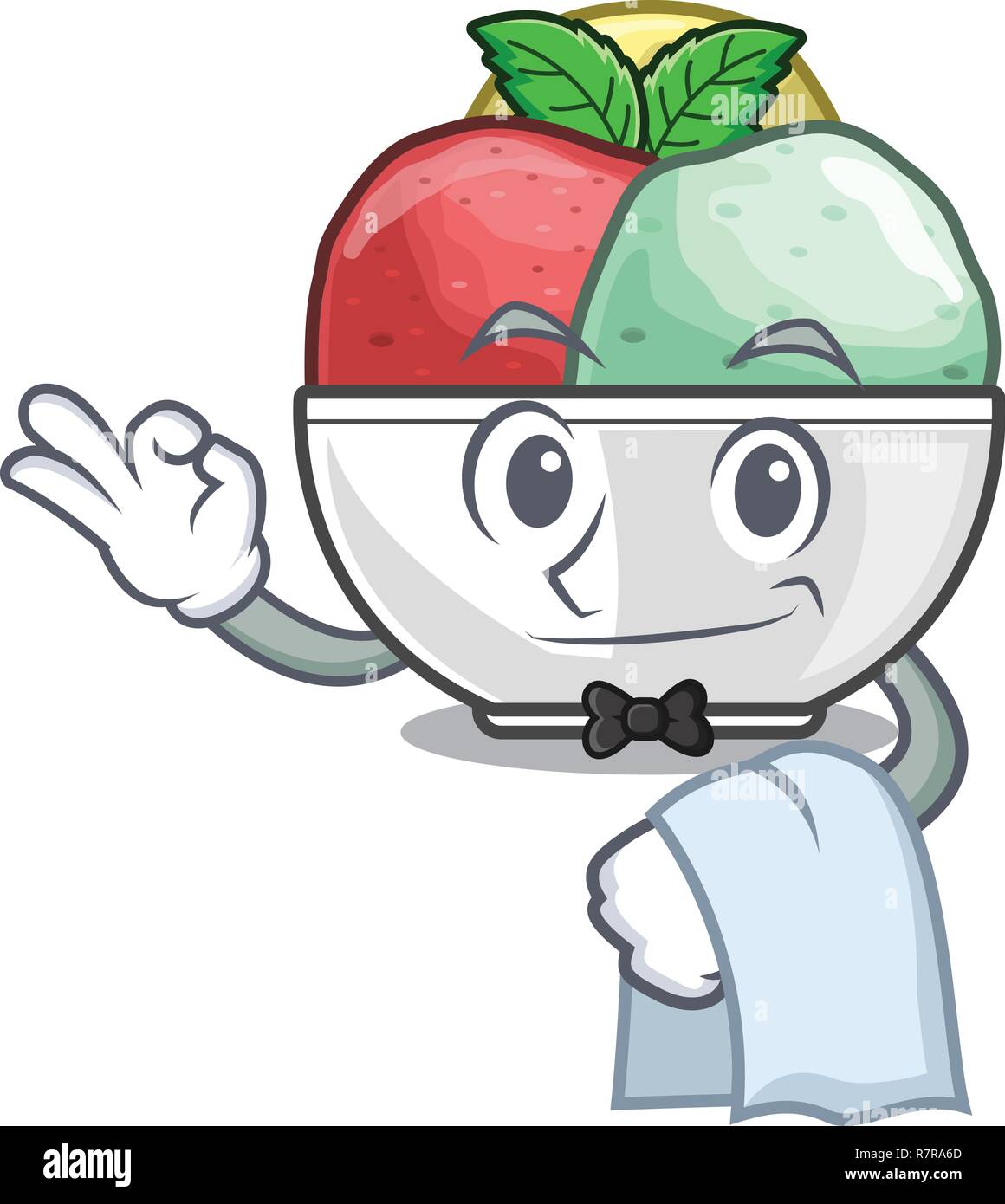 Waiter scoops of sorbet in isolated mascot Stock Vector Image & Art - Alamy