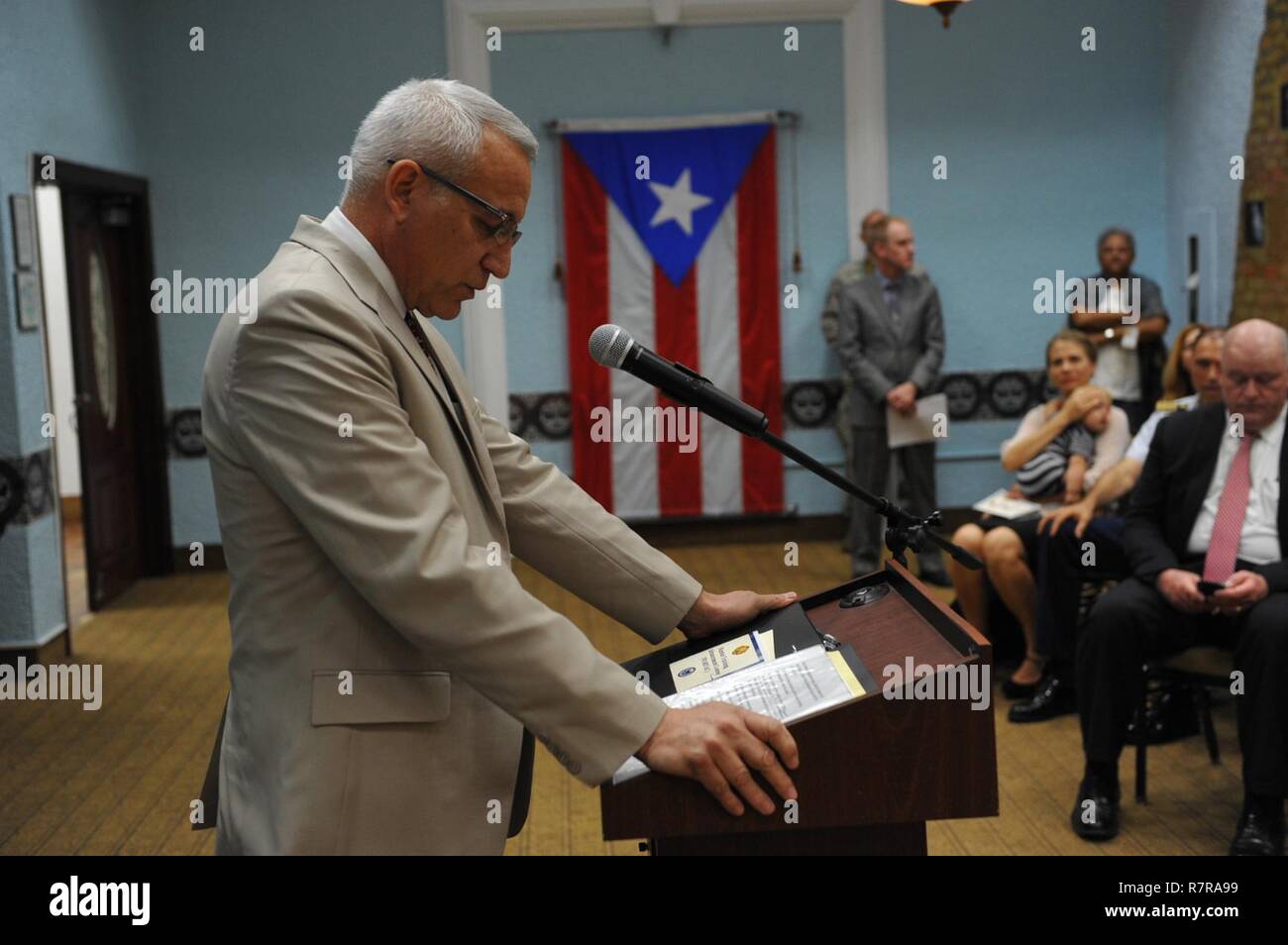 Hector Roman, first sergeant of the 1st Mission Support Command gives ...