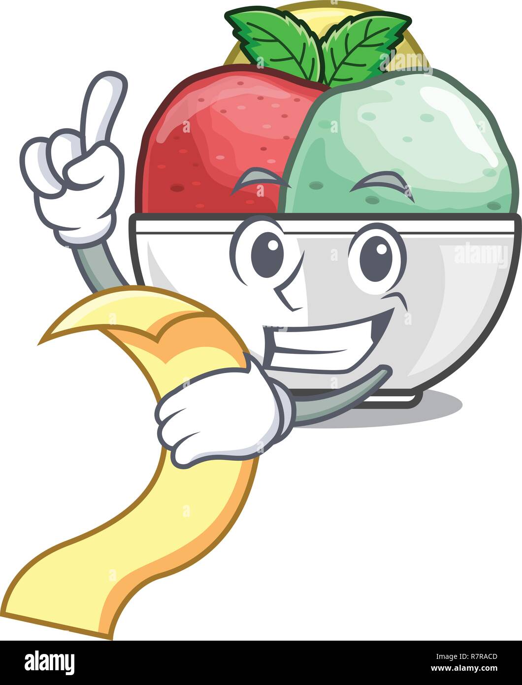With menu scoops of sorbet in isolated mascot Stock Vector Image & Art ...