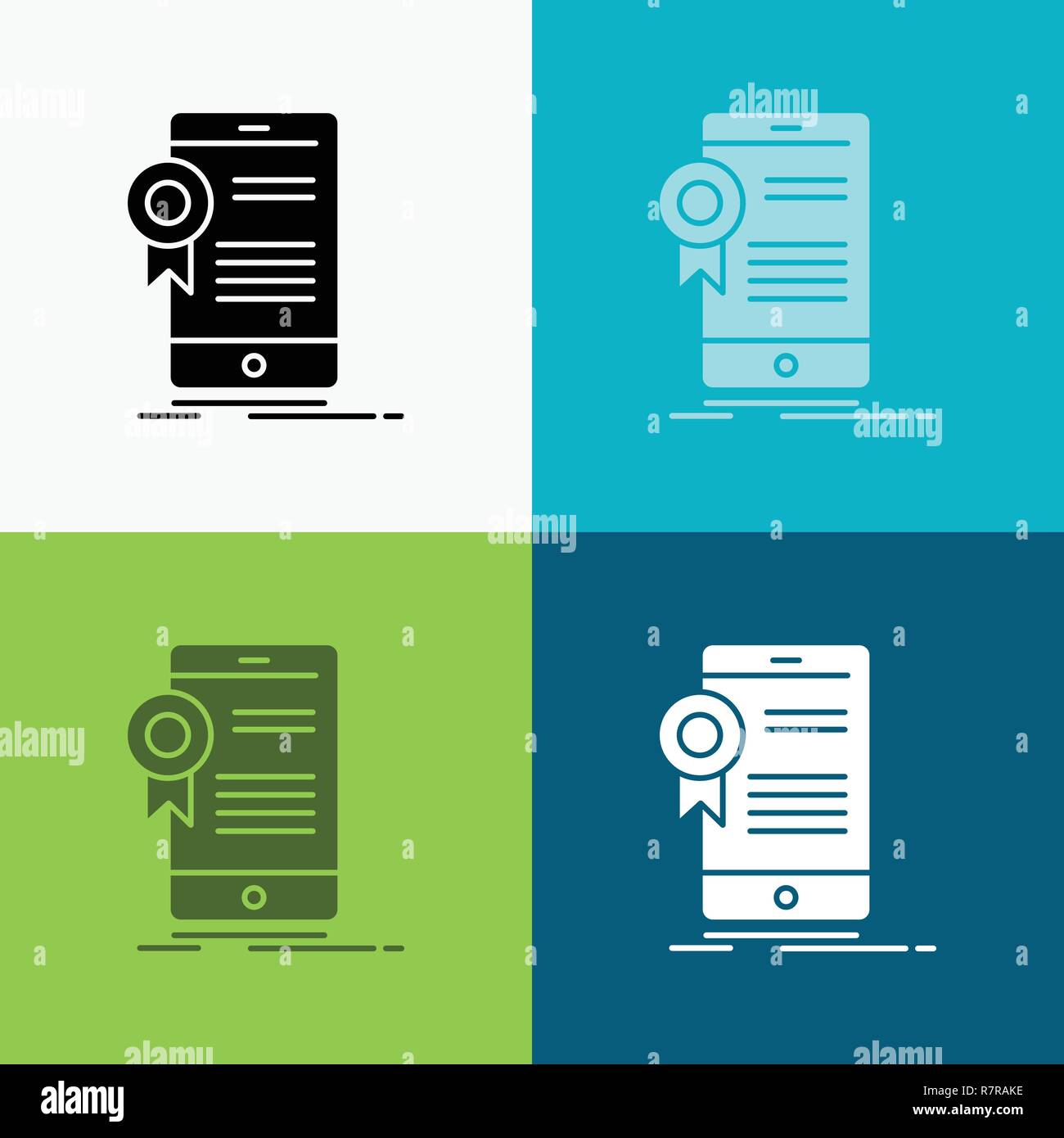 certificate, certification, App, application, approval Icon Over Various Background. glyph style ...