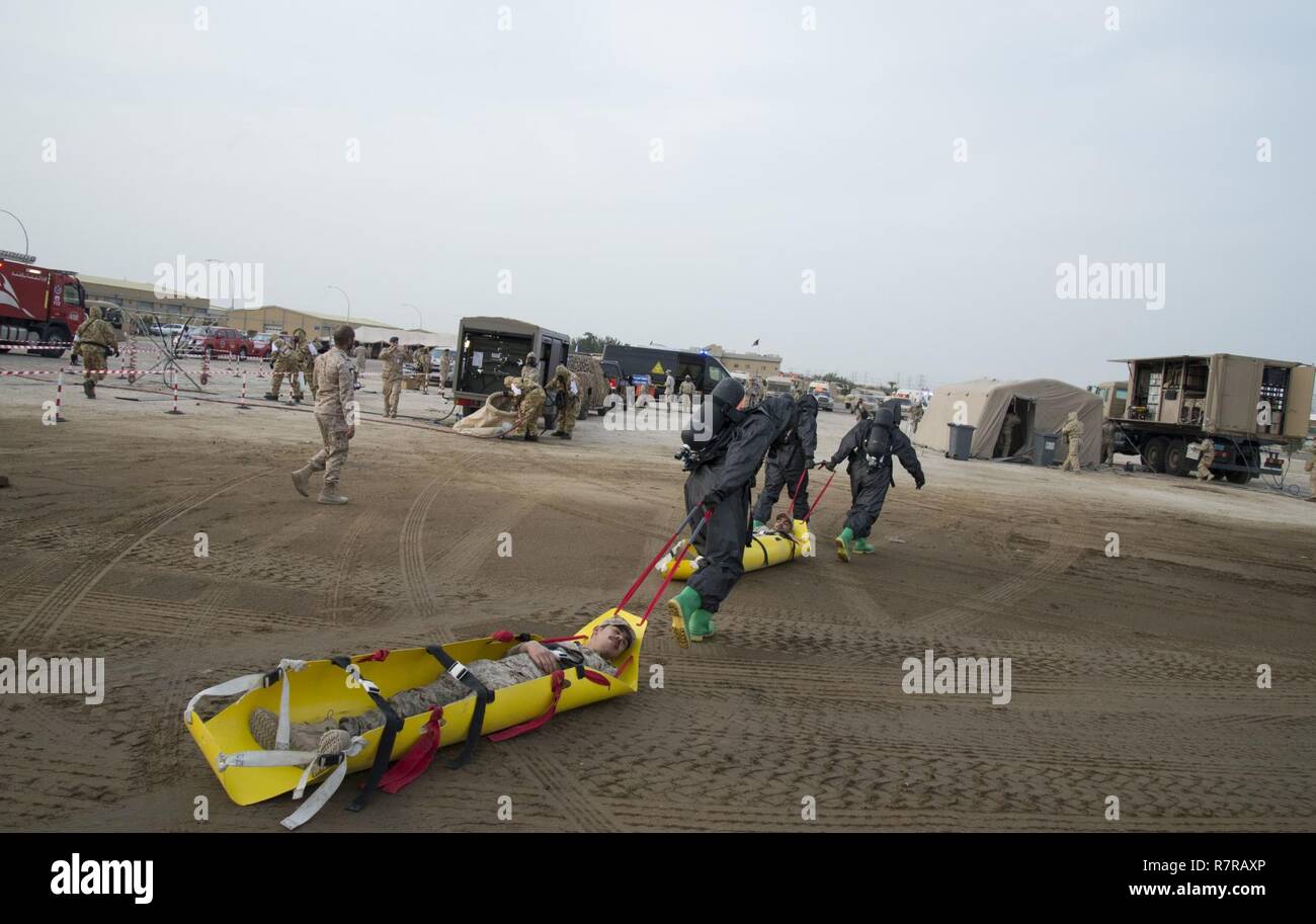 Civilian and military emergency responders from Kuwait, Bahrain, Qatar ...